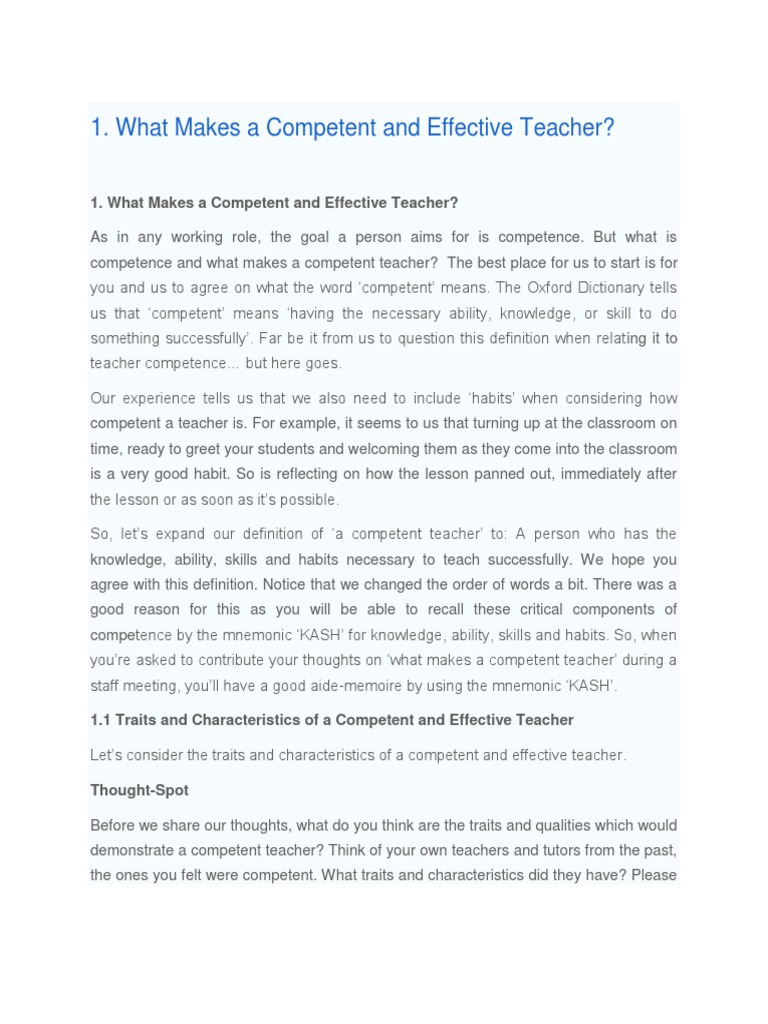 What Makes A Competent and Effective Teacher | PDF | Classroom | Learning