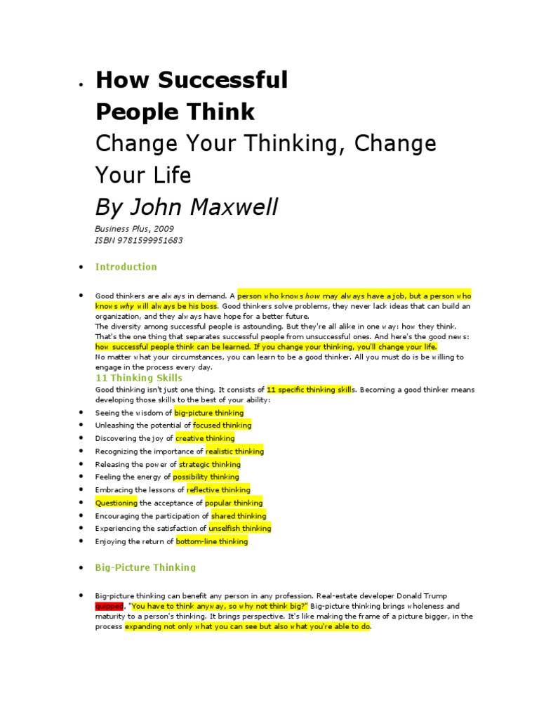 How Successful People Think John Maxwell | PDF | Thought | Creativity