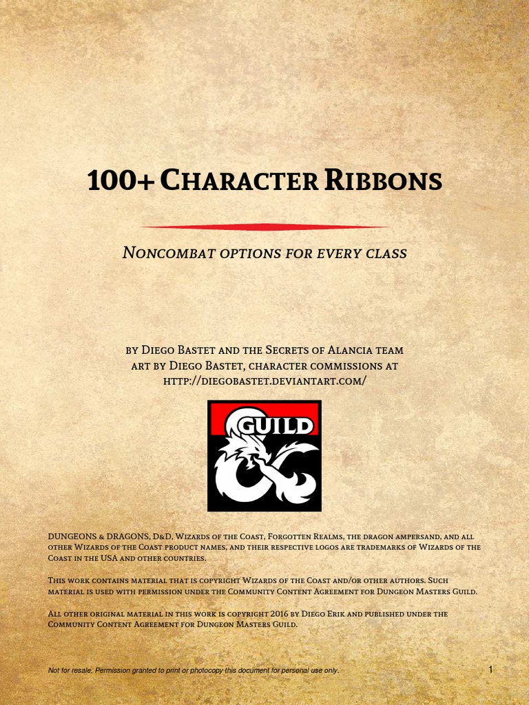 100 Character Ribbons by DiBastet | PDF | Dungeons & Dragons | Religion ...