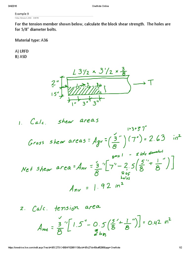 For The Tension Member Shown Below, Calculate The Block Shear Strength ...