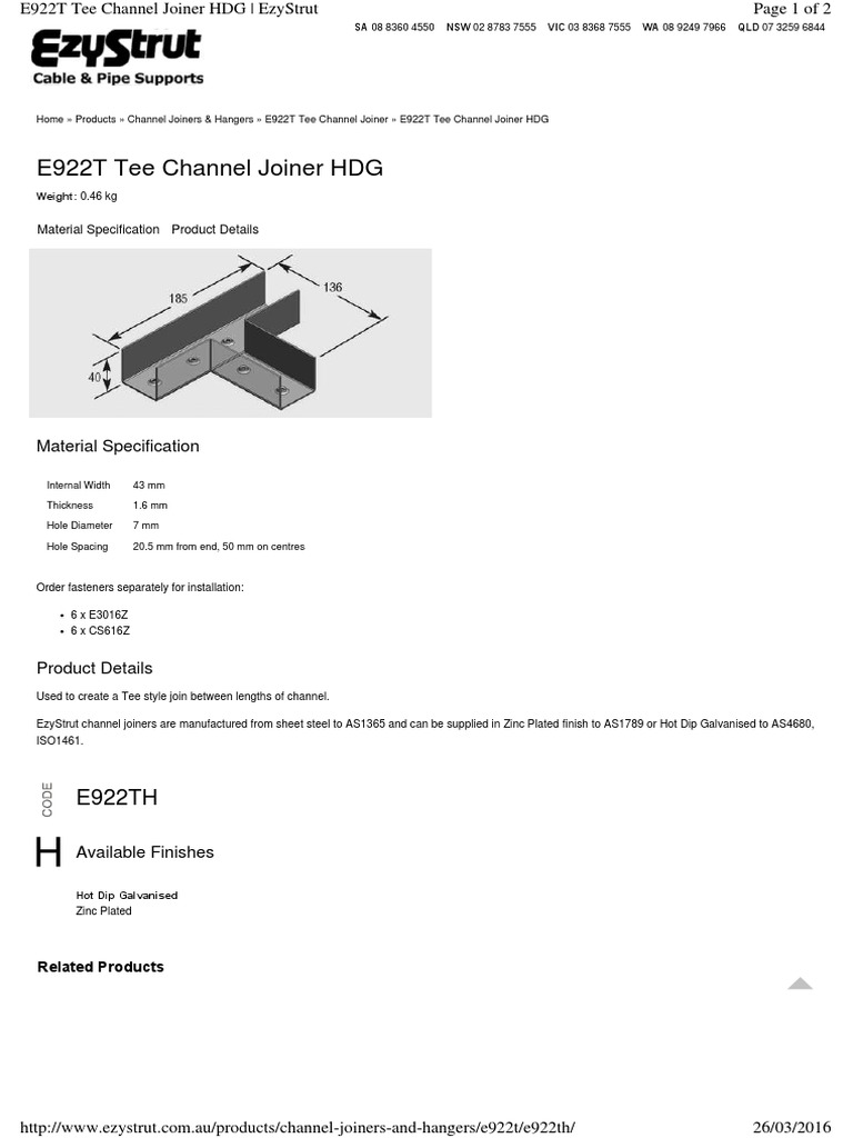 Ezystrut Channel Joiners and Hangers | PDF | Galvanization ...