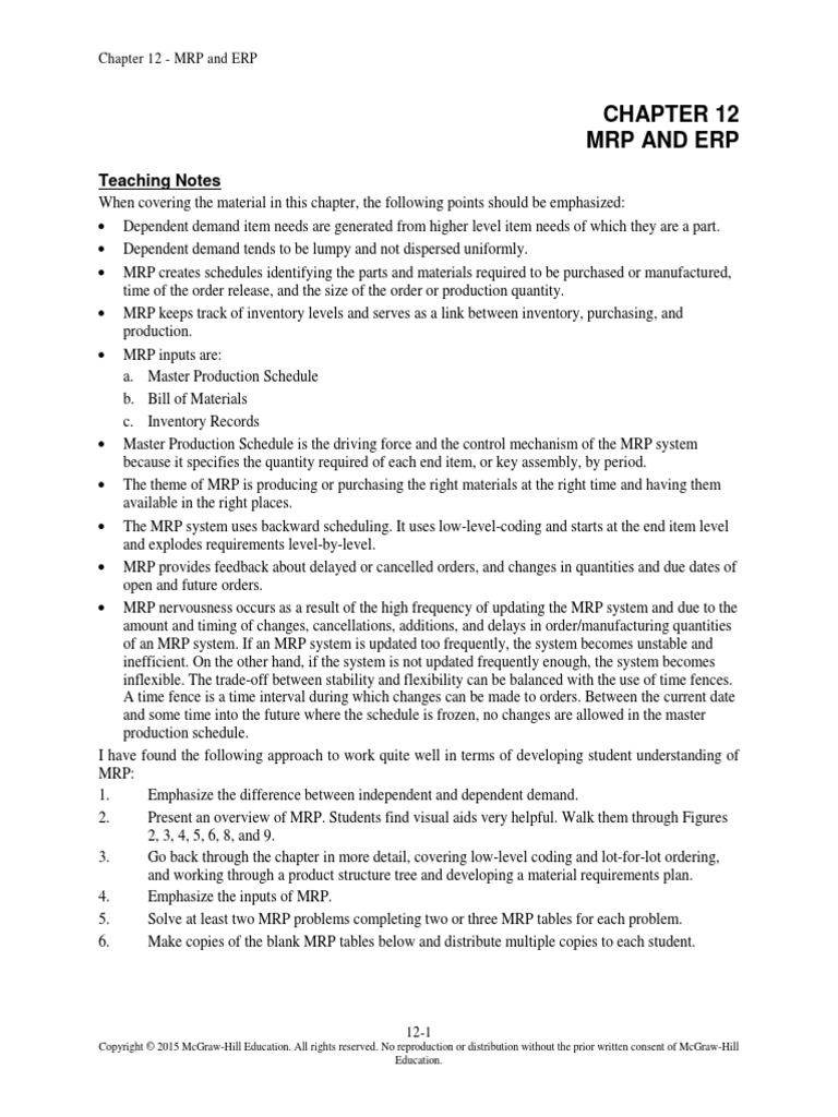Chapter 12 MRP ERP PDF | PDF | Enterprise Resource Planning | Databases