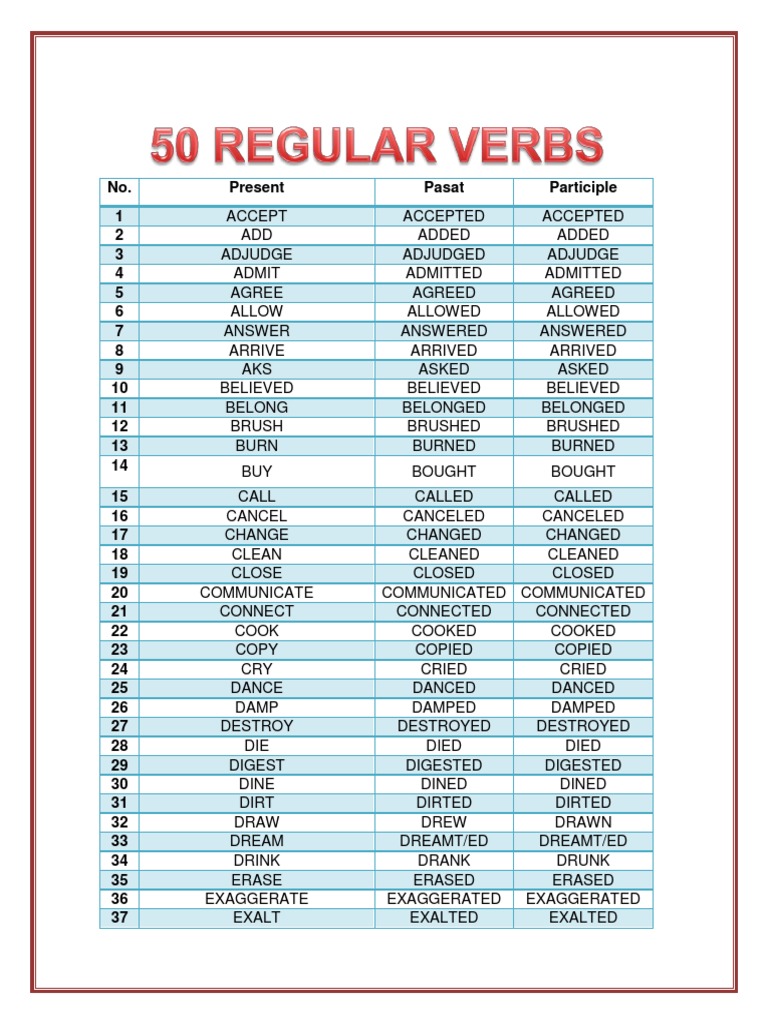 50 Verbos Regulares | PDF
