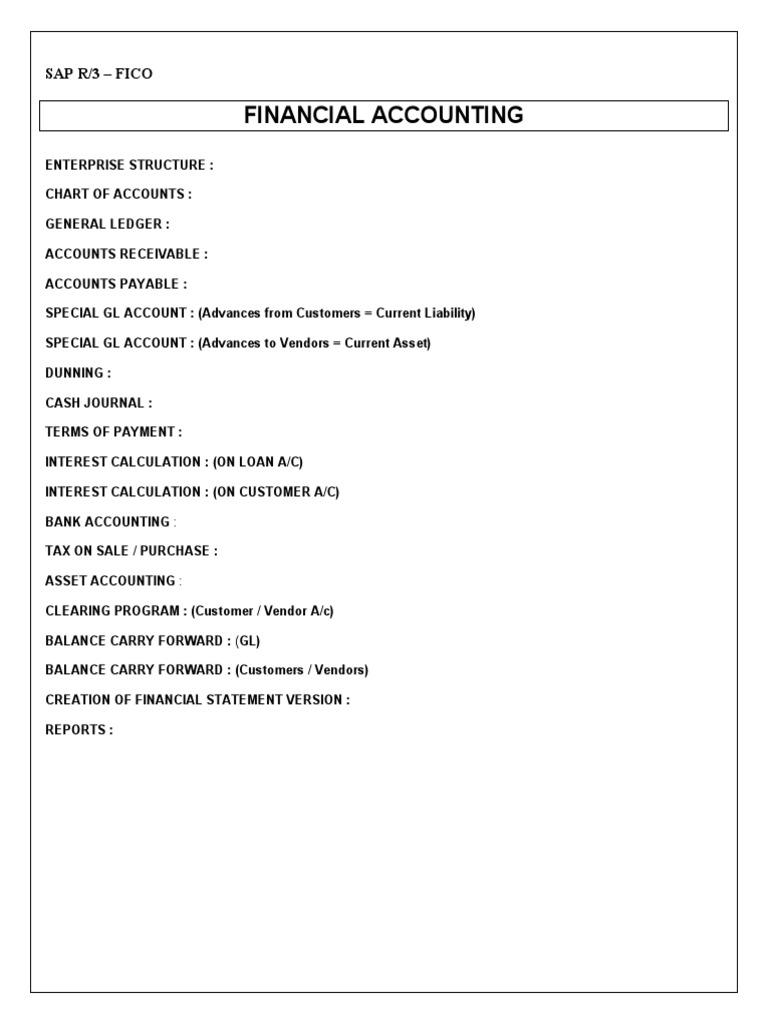SAP R/3 FICO Financial Accounting Guide | PDF | Business | Finance ...