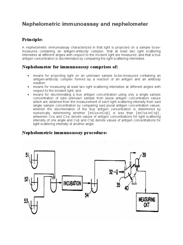 Nephelometric Immunoassay and Nephelometer | PDF | Immunoassay | Chemistry