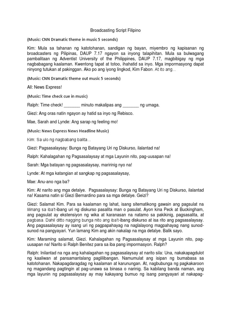 Broadcasting Script Filipino | PDF