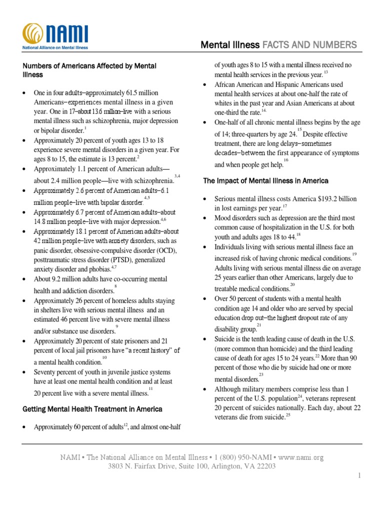 NAMI Facts and Stats | PDF | Mental Disorder | Major Depressive Disorder
