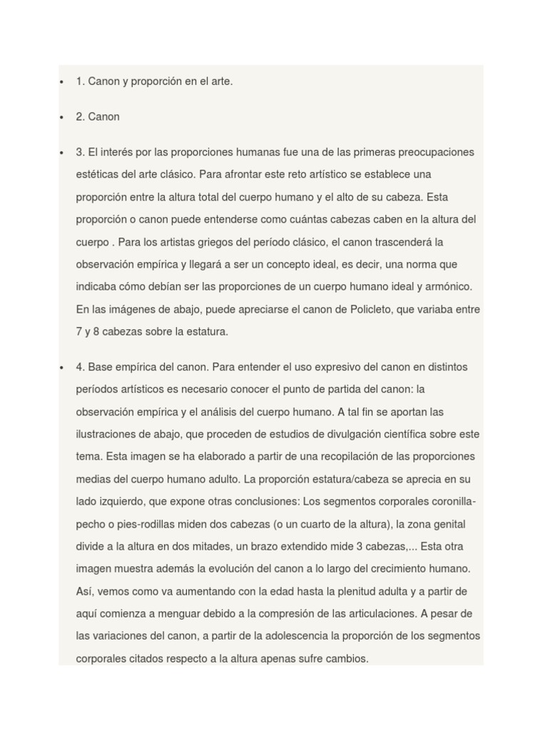 Canon y Proporcion en El Arte | PDF | Composición (artes visuales ...