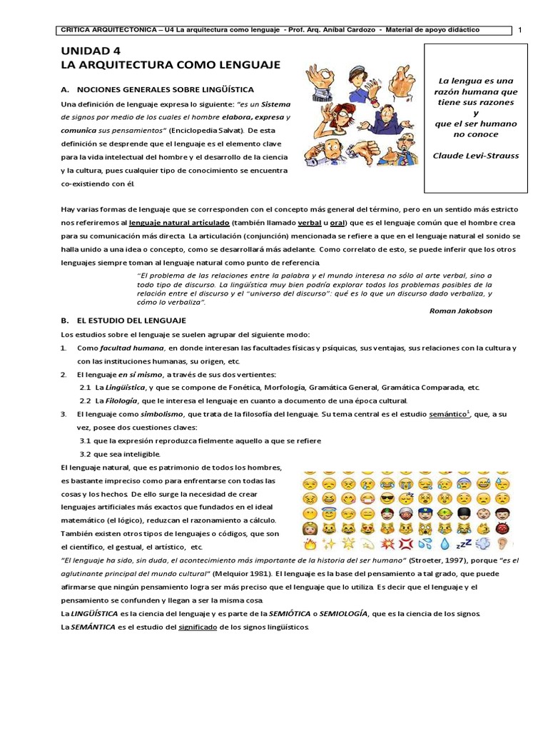 Unidad 4 La Arquitectura Como Lenguaje | PDF | Lingüística | Palabra