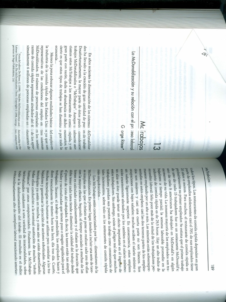 Ritzer Mctrabajos PDF | PDF