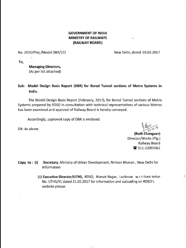 Model Design Basis Report (DBR) For Bored Tunnel Sections of Me PDF | PDF