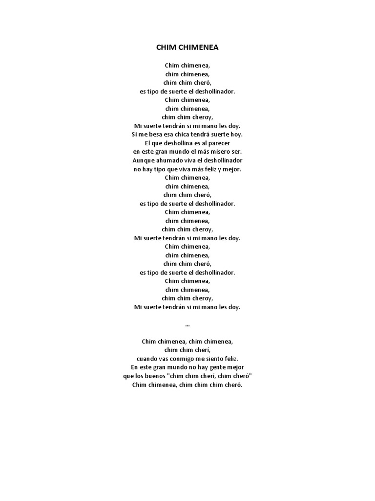 CHIM CHIMENEA Letra Completa | PDF