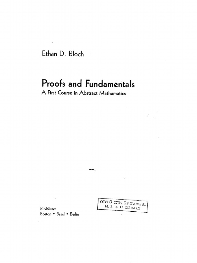 Proofs and Fundamentals (1ed) - Ethan D. Bloch PDF | PDF