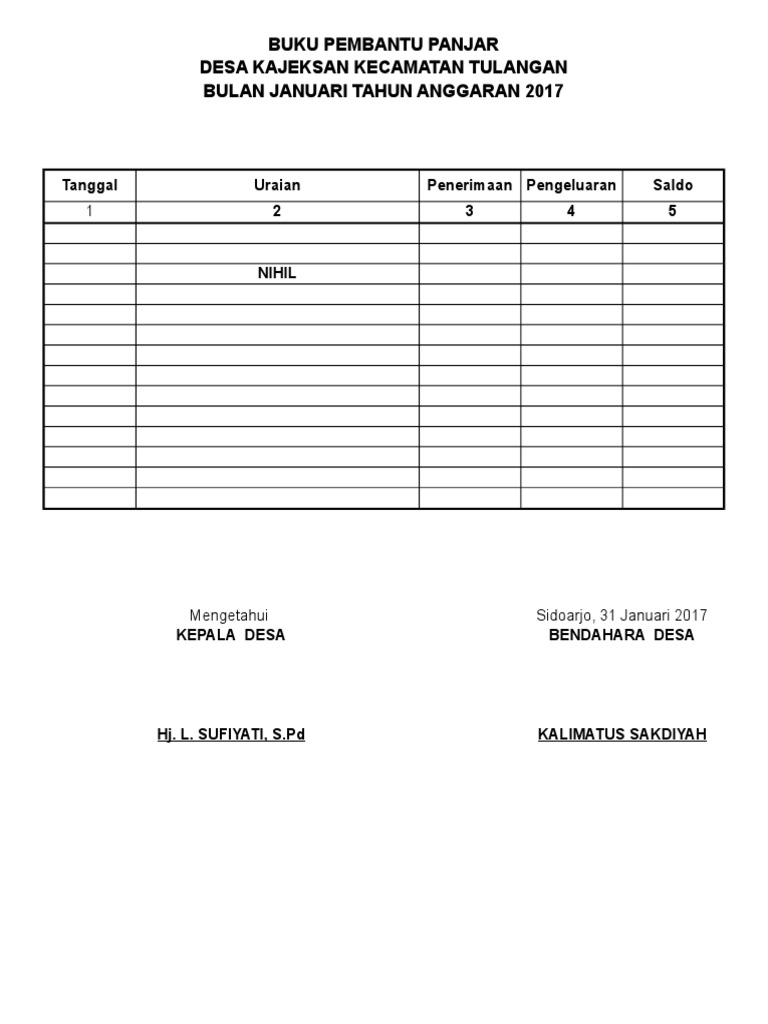 Buku Panjar | PDF