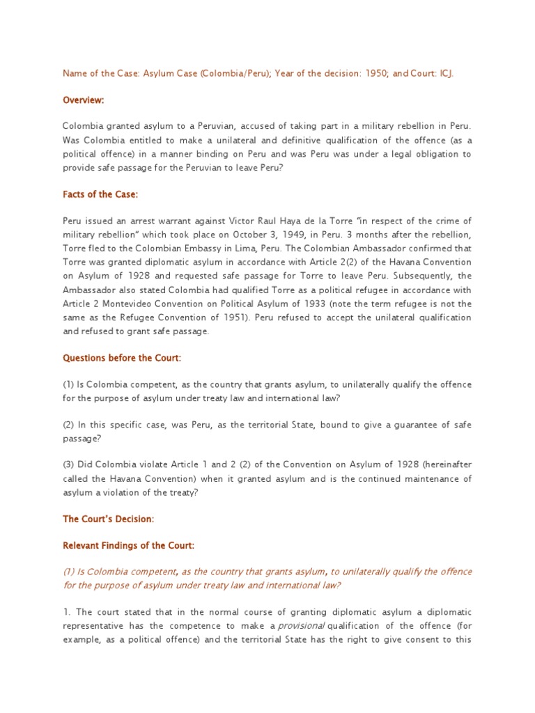 002 Asylum Case | PDF | Refugee | Treaty