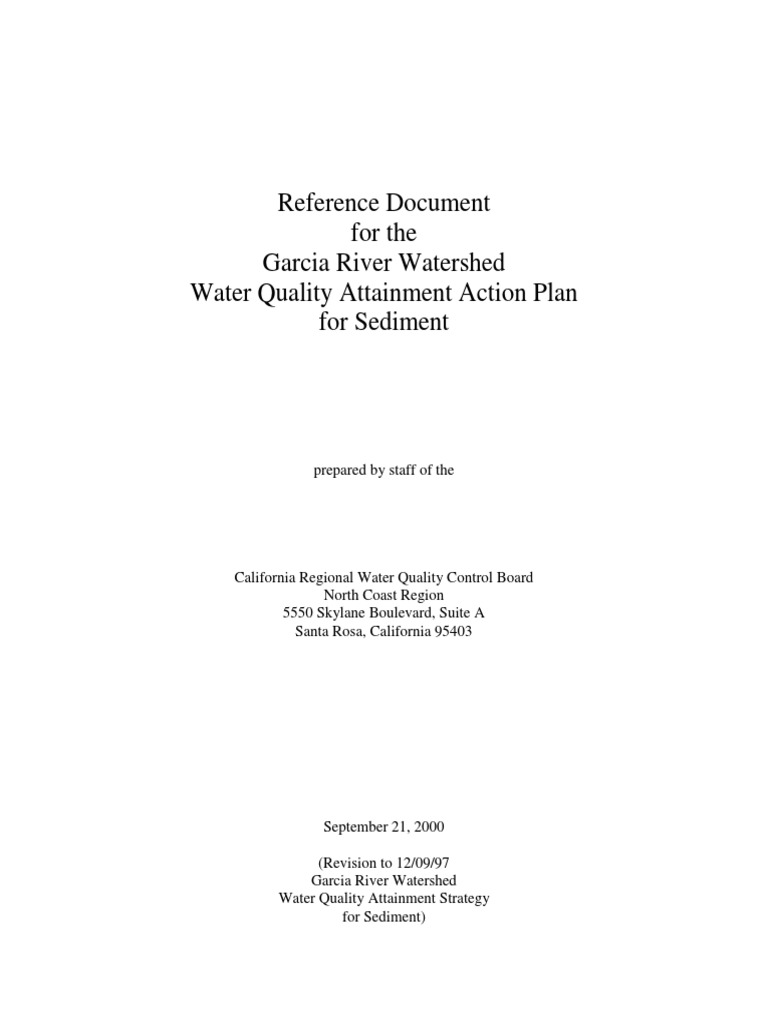 Reference Document For The Garcia River Watershed Water Quality ...