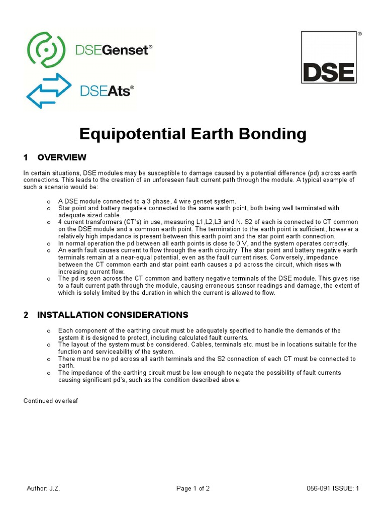Equipotential Earth Bonding Overview | PDF | Components | Electrical ...