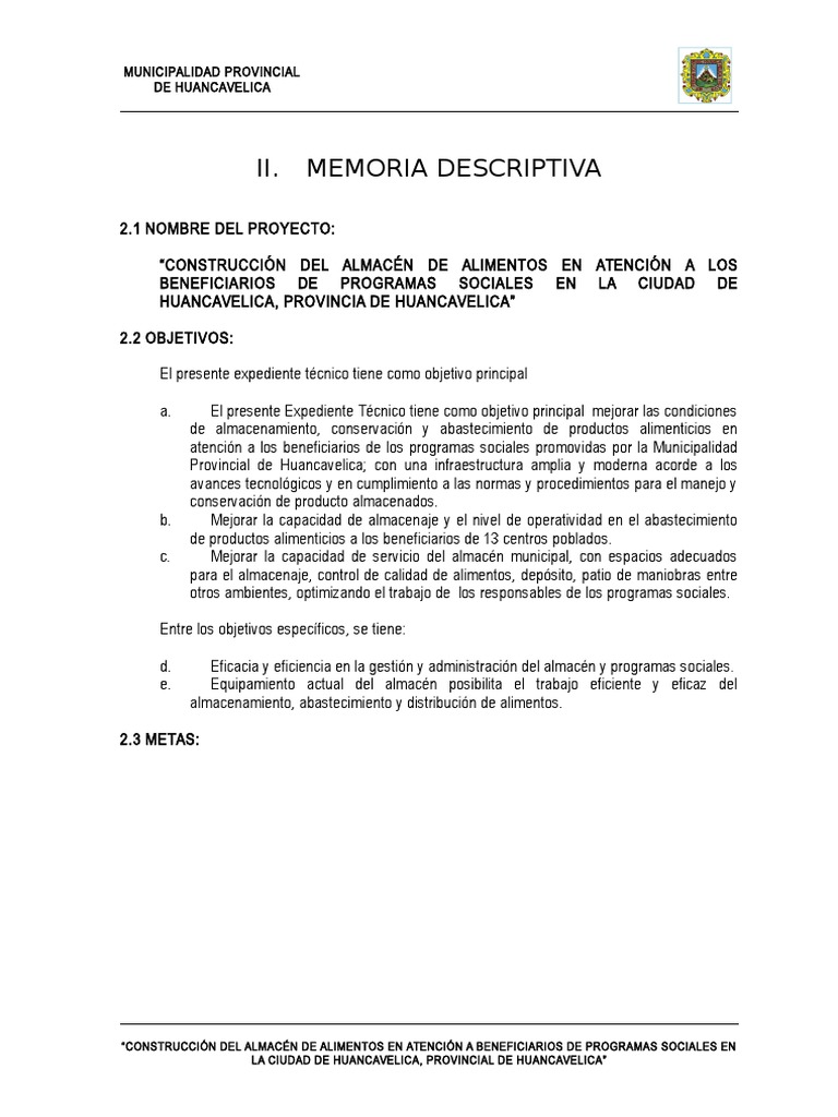 Memoria Descriptiva (Almacen) | PDF | Precipitación | Valle