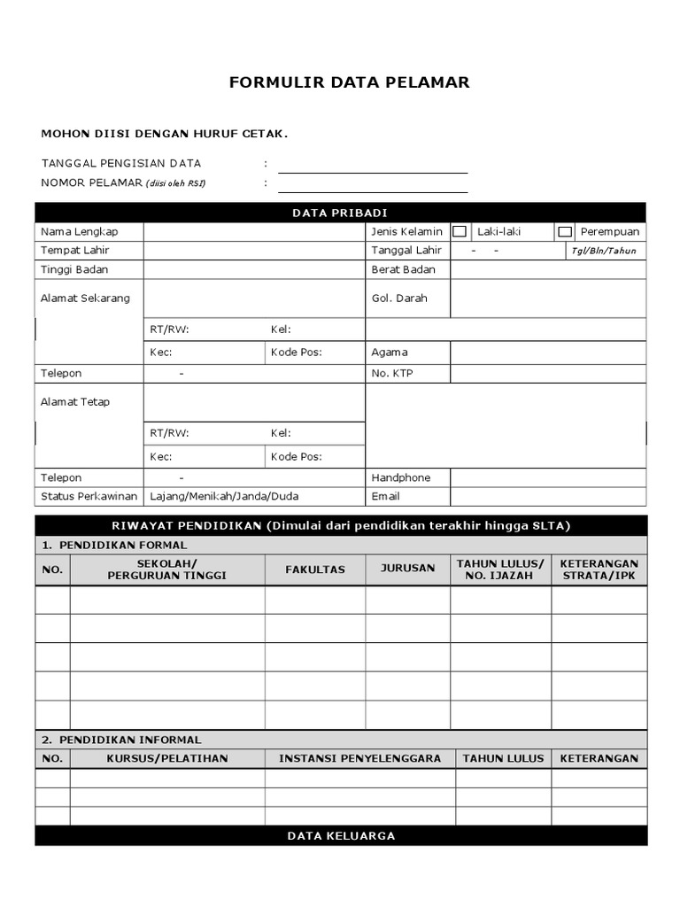 DP g.1-3 Formulir Data Pelamar | PDF