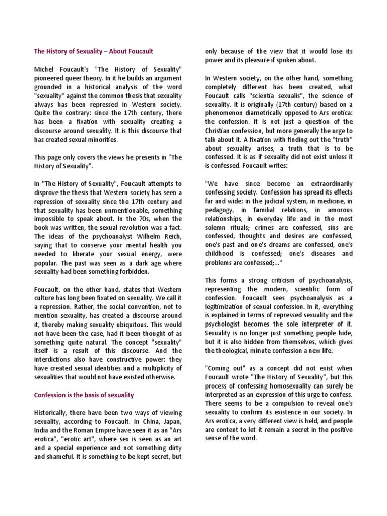 The History of Sexuality-Essay | PDF | Homosexuality | Human Sexuality