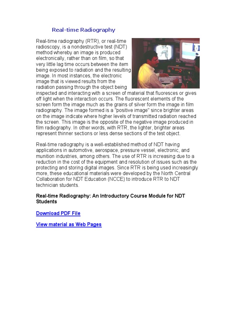 Real Time Radiography | PDF