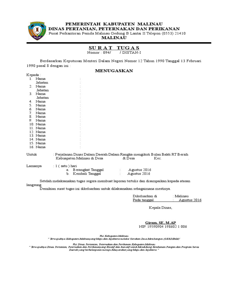 Format Surat Tugas RT Bersih | PDF