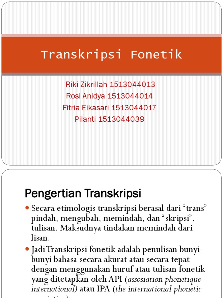 Transkripsi Fonetik | PDF