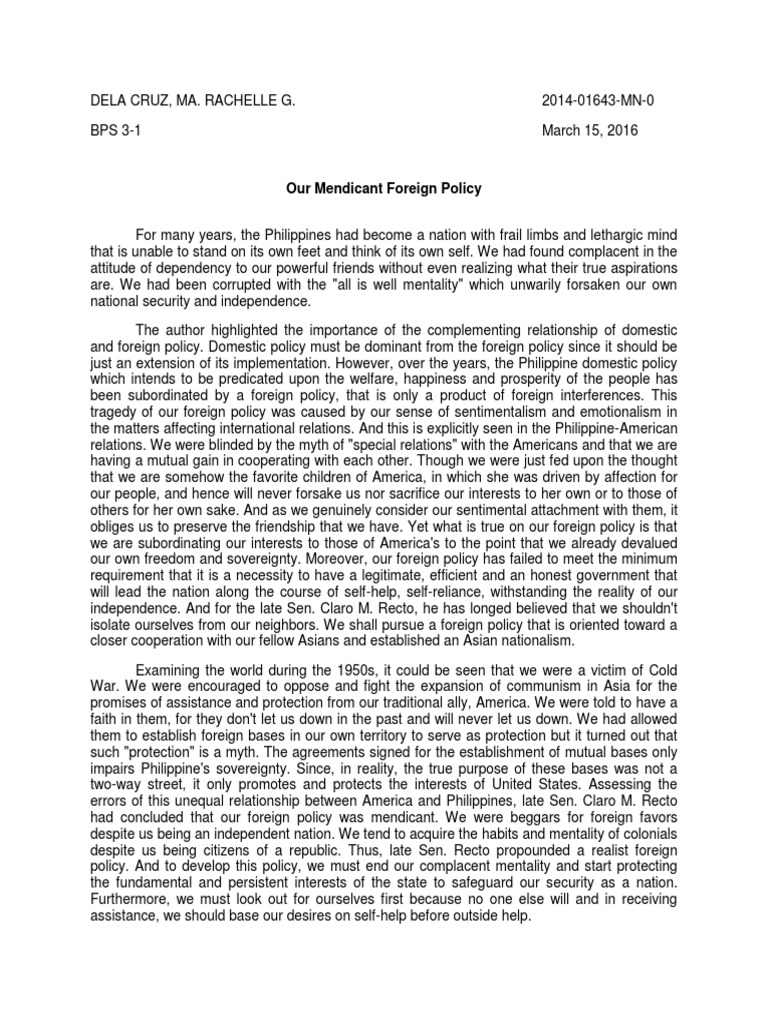 Think Piece | PDF | Foreign Policy | International Relations