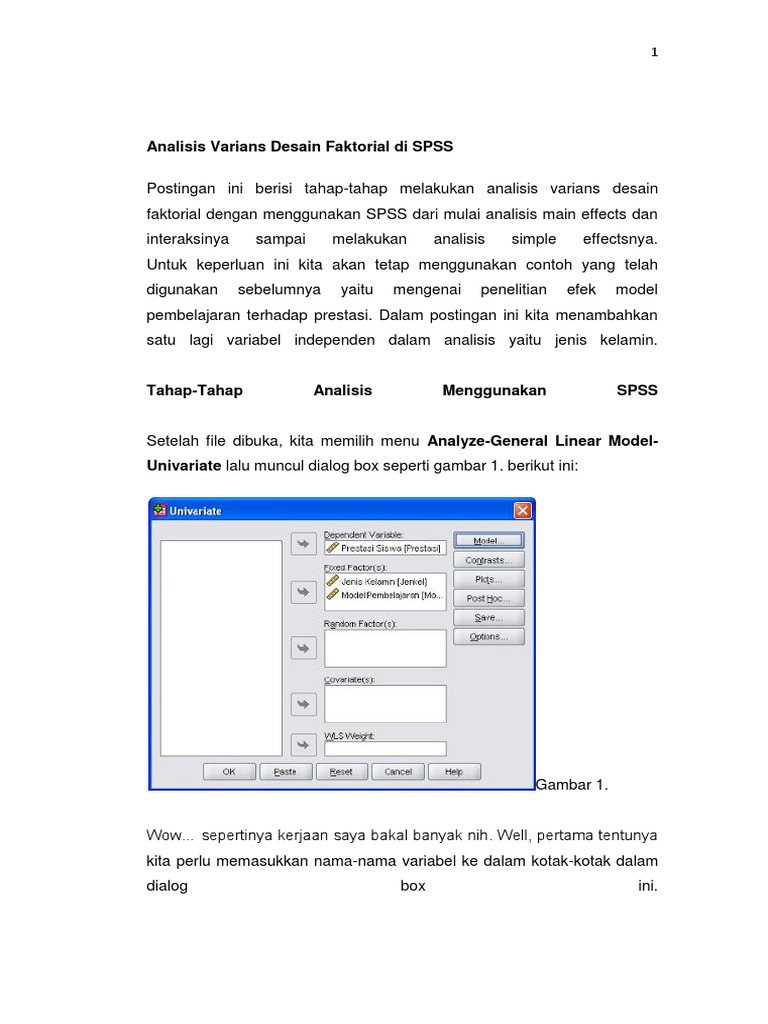 Analisis Varians Faktorial di SPSS | PDF