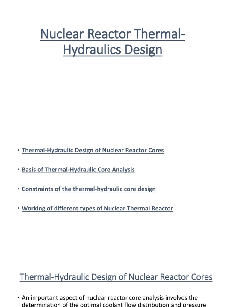 Thermal Hydraulics Design For Nuclear Reactors | PDF | Nuclear Reactor | Pressurized Water Reactor