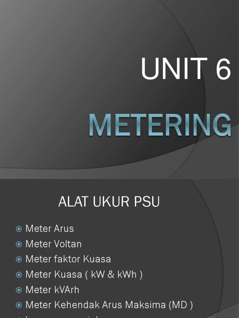 Unit 6 - Metering (Part1) | PDF