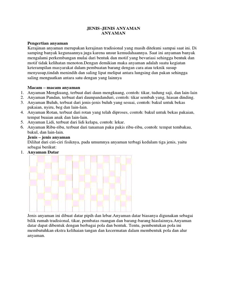 JENIS DAN TEKNIK ANYAMAN | PDF
