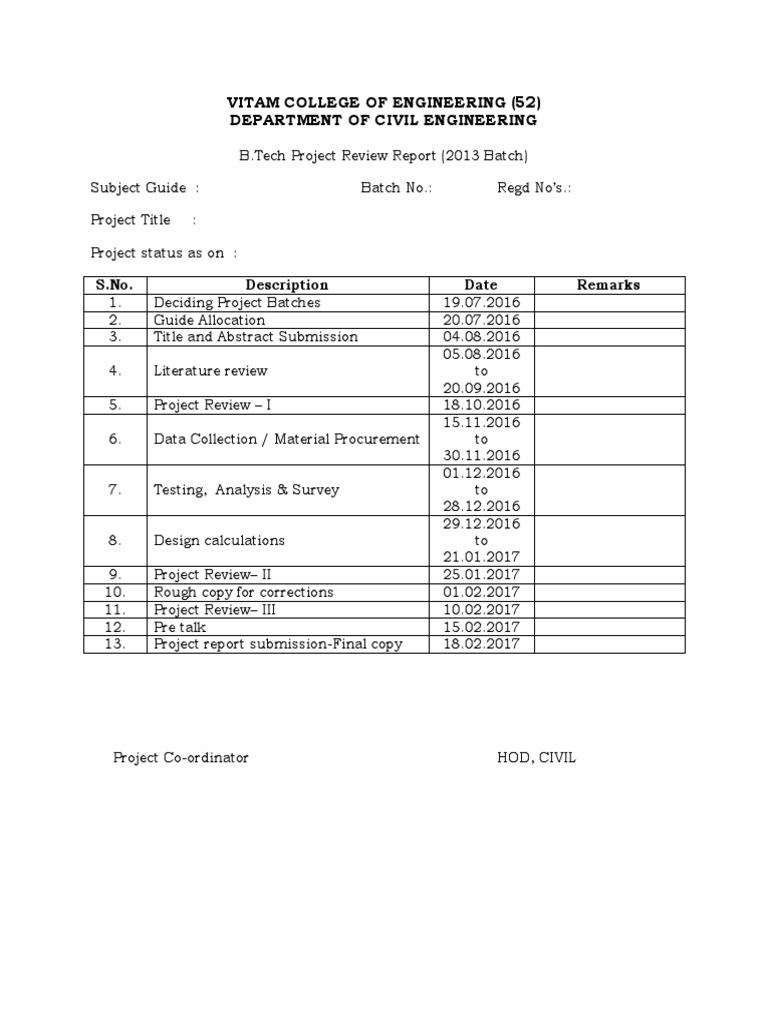 B.Tech 2013 Batch Project Schedule | PDF | Science | Engineering