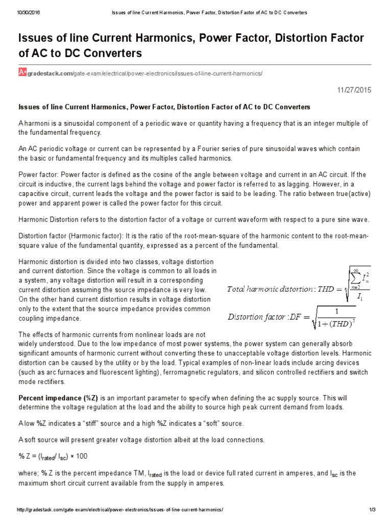 7issues of Line Current Harmonics, Power Factor, Distortion Factor of ...