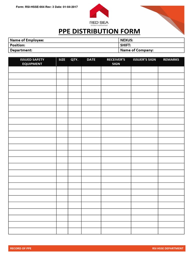 Ppe Distribution Form | PDF | Computers