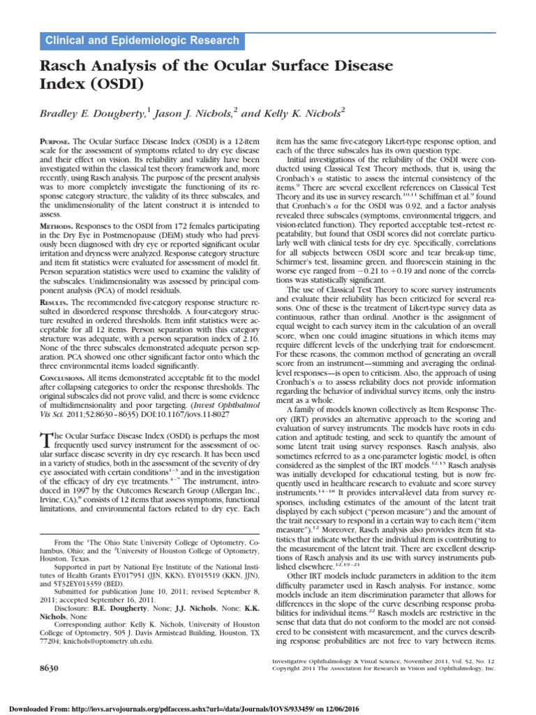 Osdi | PDF | Quality Of Life | Evaluation Methods