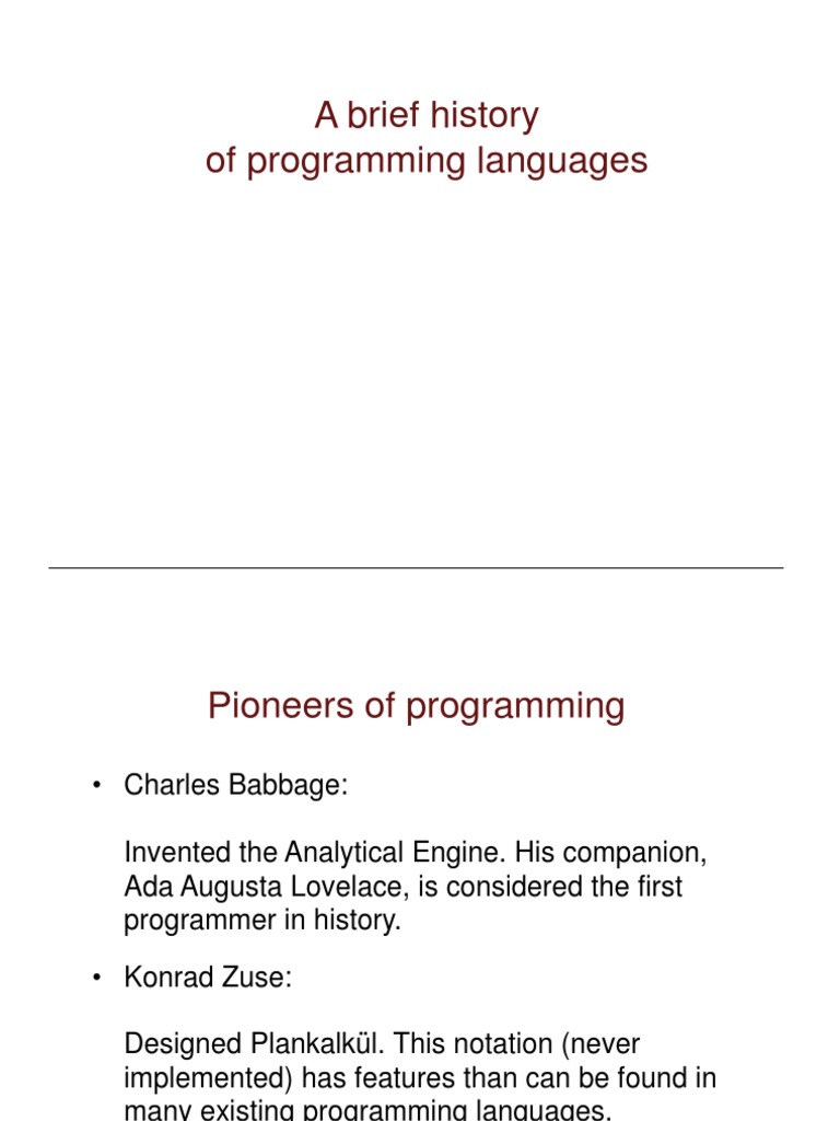 History of Prog Language | PDF | Object Oriented Programming | Computer ...