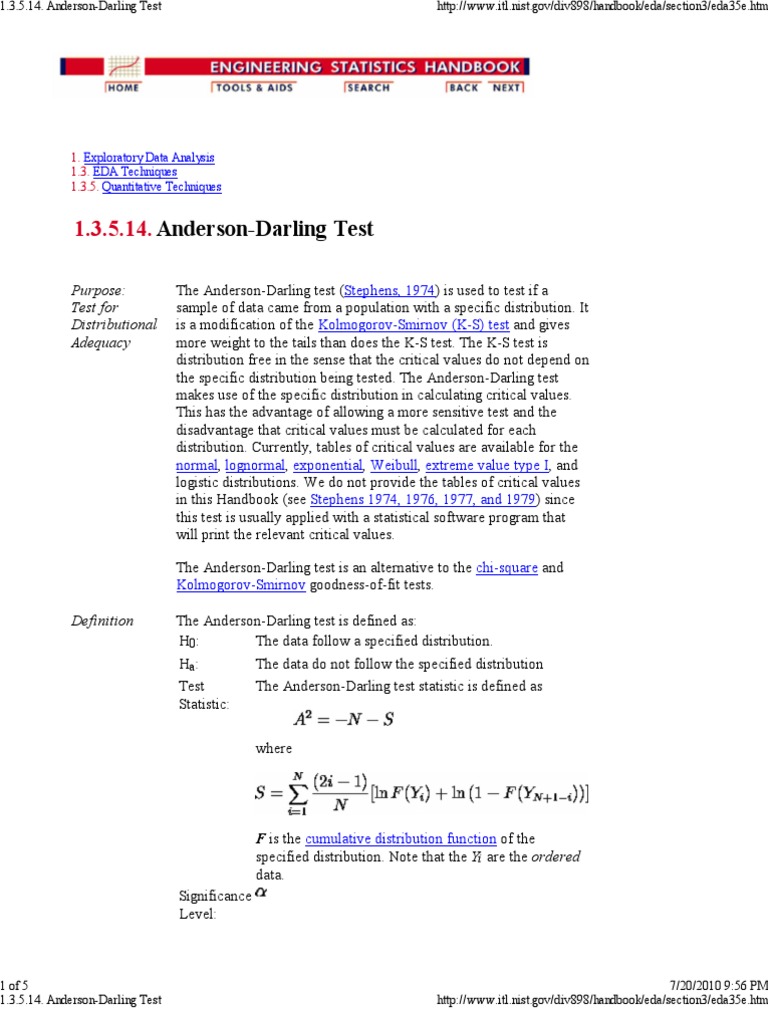 Anderson-Darling Test | PDF | Statistical Significance | Statistical ...