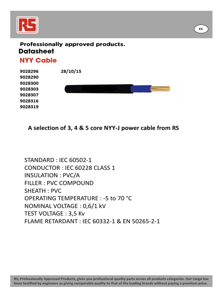Datasheet: NYY Cable | PDF