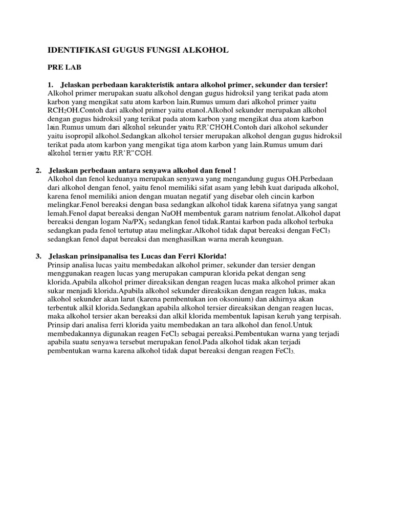 Identifikasi Gugus Fungsi Alkohol | PDF