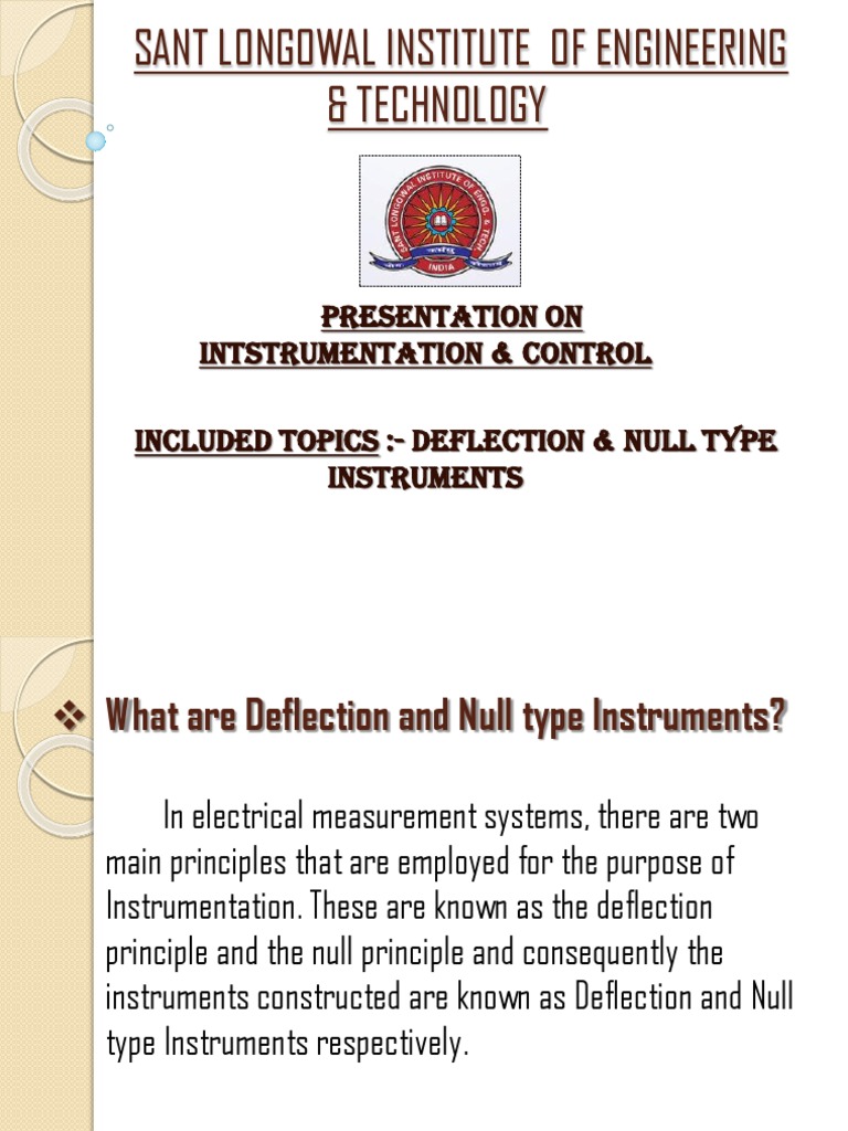 Presentation On Intstrumentation & Control Included Topics:-Deflection ...