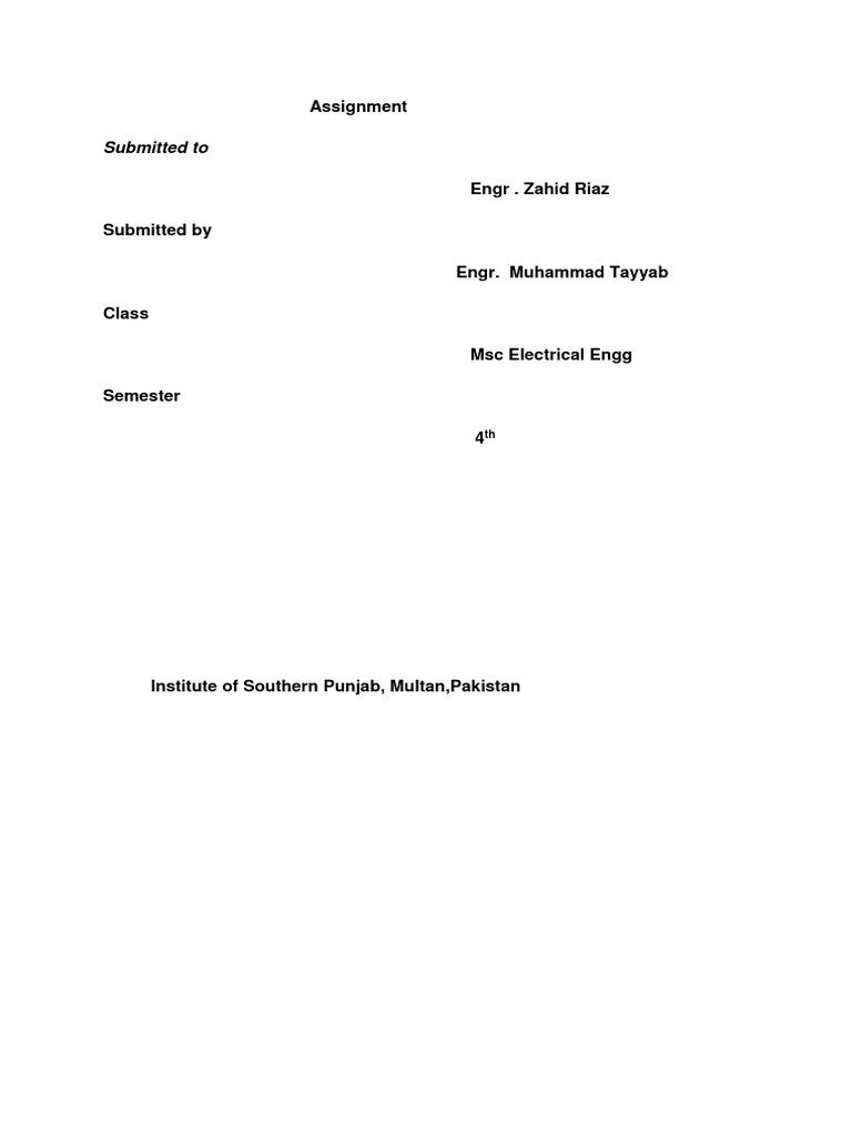 Submitted To: Engr - Zahid Riaz Submitted by Engr. Muhammad Tayyab ...