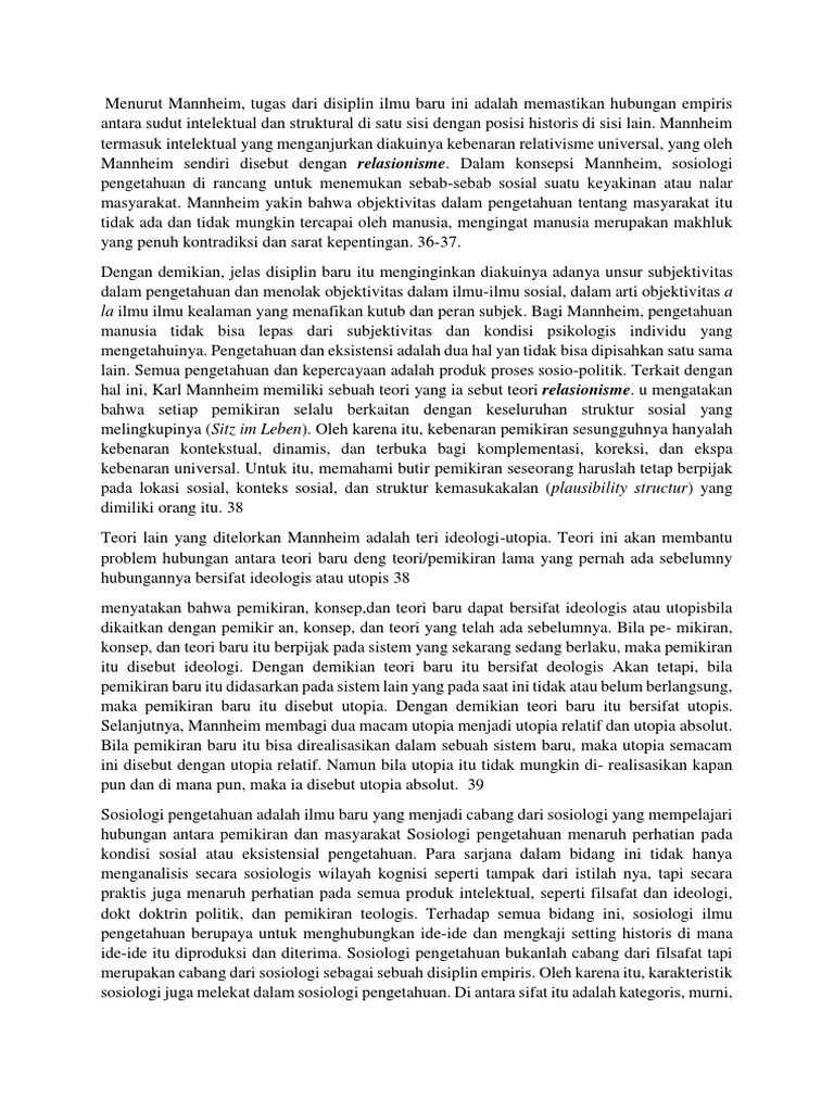 Sosiologi Manheim | PDF | Filsafat | Sains & Matematika