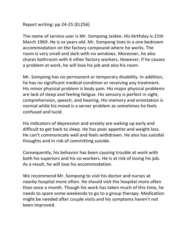 EL256 Report Writing Sample | PDF