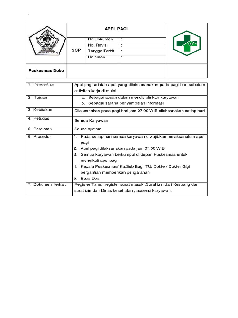 Sop Apel Pagi | PDF