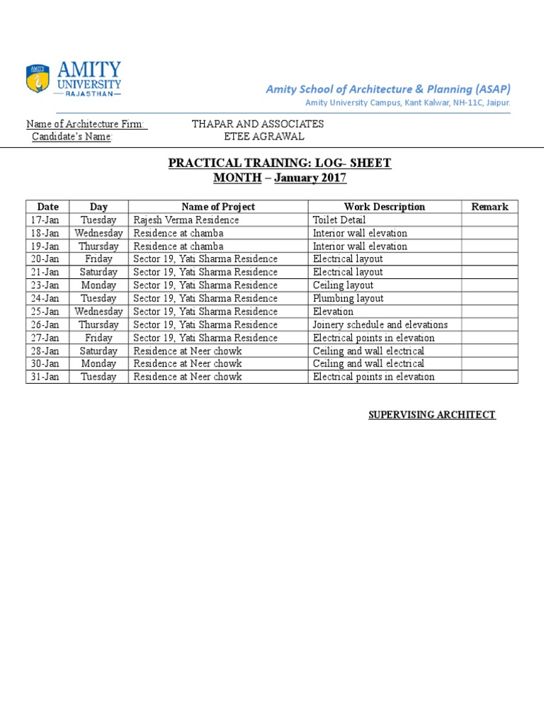 Practical Training Format - Logbook | PDF