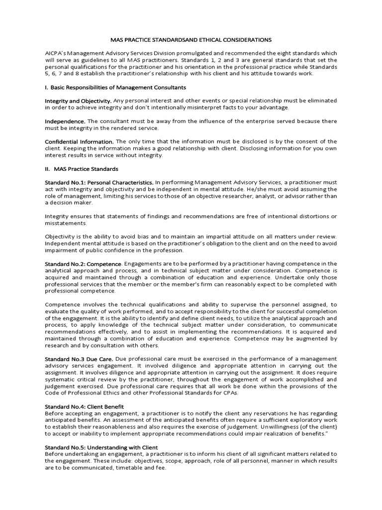 Mas Practice Standards and Ethical ConsiderationsAC | PDF | Competence (Human Resources ...