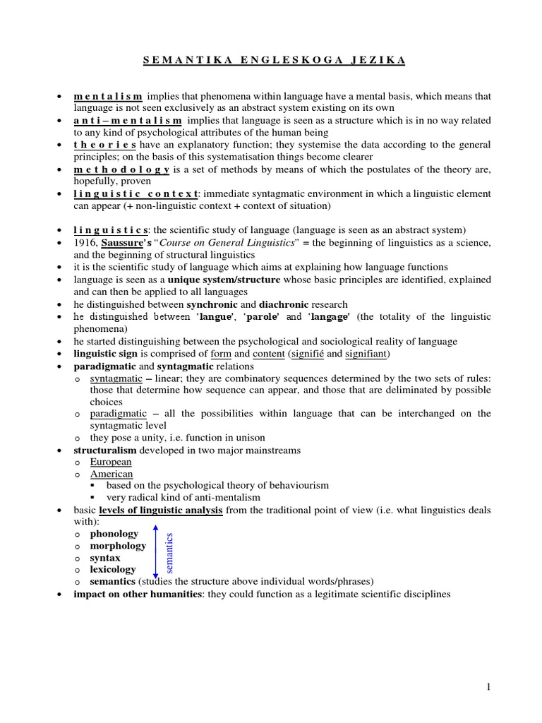 Semantika Engleskoga Jezika-Skripta Za Zic-Fuchs | PDF | Semantics | Linguistics