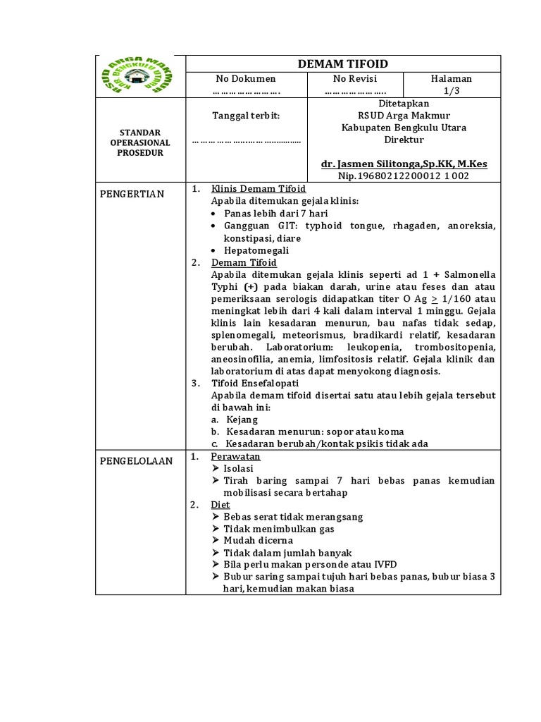 Sop Demam Tifoid | PDF