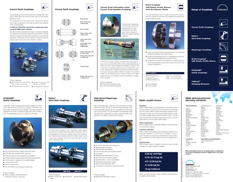 RENK Range of Couplings | PDF | Manufactured Goods | Machines